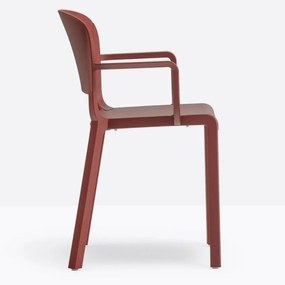 Pedrali Červená plastová jídelní židle Dome 265 s područkami