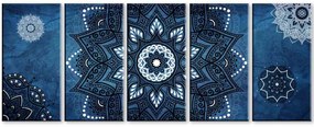 Pětidílný obraz mandala Blue Velikost (šířka x výška): 150x60 cm