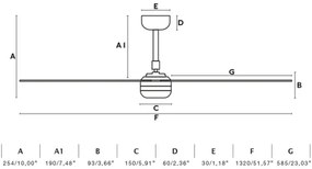 FARO 33815WT - Stropní ventilátor PUNT M černá pr. 132 cm WT + dálkové ovládání