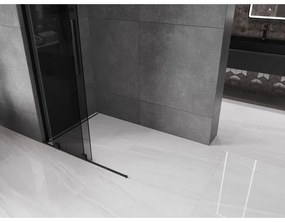 Mexen Velar L, posuvná sprchová zástěna Walk-in 100 x 200 cm, 8mm šedé sklo, černá matná, 871-100-003-43-70
