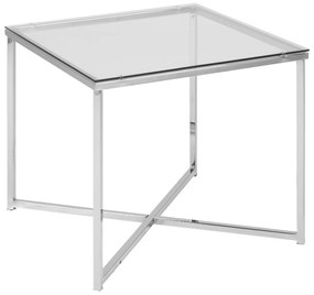 Čtvercový konferenční stolek Skleněná deska Stříbrný SASS