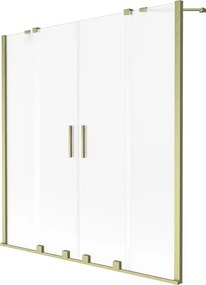 Mexen, Mexen Velar Duo parawan nawannowy 2-skrzydłowy rozsuwany 160 x 150 cm, szron, złoty szczotkowany - 896-160-000-32-55