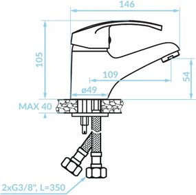 Kuchinox Kakadu, stojánková umyvadlová baterie s automatickou zátkou, bílá, LAV-BKK_622D