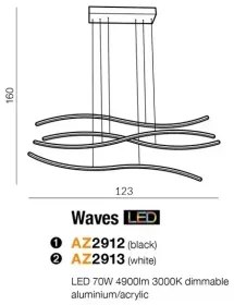 Designový lustr Waves stmívatelný zlaté