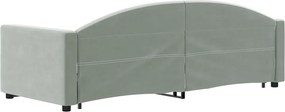 Válenda s přistýlkou a zásuvkami světle šedá 80 x 200 cm samet 3197342