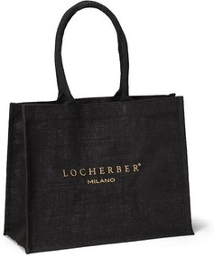 Locherber Milano – jutová nákupní taška, černá 41x33x19 cm