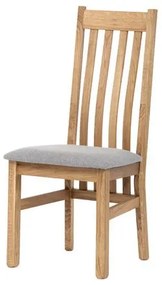 Autronic Dřevěná jídelní židle Dřevěná jídelní židle, potah stříbrná látka, masiv dub, přírodní odstín (C-2100 SIL2)