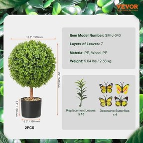 Umělé topiary Zimostrázové stromy, 61 cm vysoké (2 kusy)