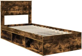 Rám postele Kouřový dub 100 x 200 cm Masivní borové dřevo 3409795