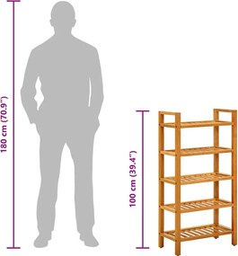 Botník s 5 policemi 50 x 27 x 100 cm masivní dubové dřevo 331747