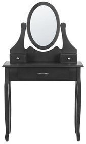Toaletní stolek s kulatým zrcadlem a stoličkou černá ASTRE Beliani