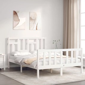 Rám postele s čelem bílý 140 x 200 cm masivní dřevo,  3193142