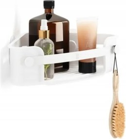 Bílá rohová sprchová police do koupelny pro kosmetiku Flex