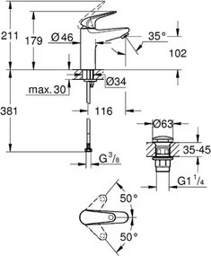 Grohe Swift - Umyvadlová baterie s výpustí Push-Open chrom