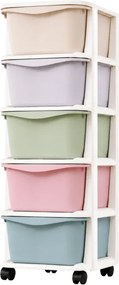 Regál na kolečkách se zásuvkami TONES 97x36x36 cm, barevný