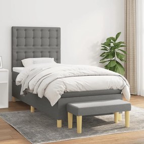 Box spring postel s matrací tmavě šedá 90x200 cm textil 3137446