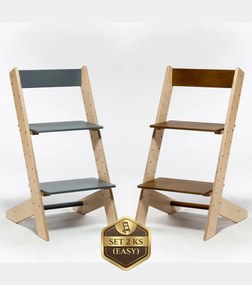 Lucas Wood Style - rostoucí židle EASY LINE zvýhodněný set 2 ks -  šedá + kaštan