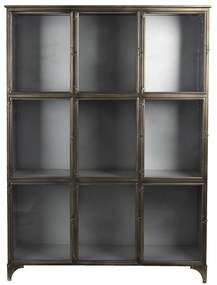Hnědá kovová retro skříň s prosklenými dvířky Bust - 109*35*154 cm