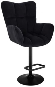LuxuryForm DESIGN Barové křeslo AURORA VELUR na černé kulaté podstavě - černé