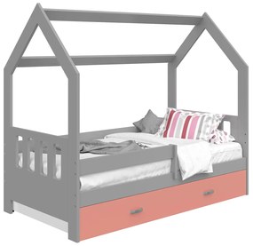 Dětská postel Domeček 160x80 D3C šedá s roštem