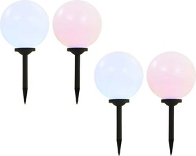 Zahradní solární lampy 4 ks LED kulovité 30 cm RGB 277127