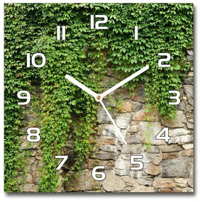 Wallmuralia Skleněné hodiny čtverec Zelený břečťan 30x30 cm