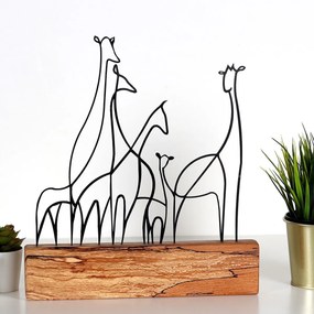 Kovová dekorace Giraffe Family 35 cm černá