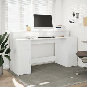 Psací stůl s LED světly bílý 160 x 55 x 91 cm kompozitní dřevo 3309429