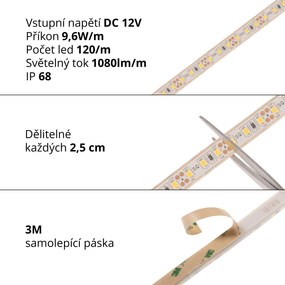 T-LED LED pásek IP68 12IP68-12096 teplá bílá