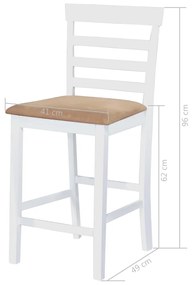 Bílý dřevěný barový stůl a 4 barové židle