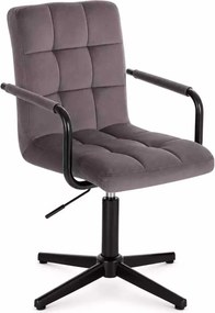 LuxuryForm DESIGN Otočná židle VERONA BLACK VELUR na černém kříži - tmavě šedá