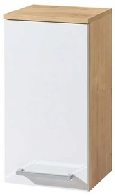 Mereo, Bino koupelnová skříňka horní 63 cm, levá , bílá/dub CN675