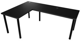 Počítačový rohový stůl N, 200/135x73-76x65, bílá/černé nohy, levý