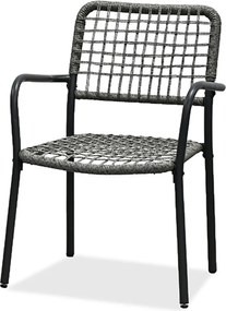Balkónový set ROMIRA 1+2 - šedý polyratan / šedá kovová konstrukce
