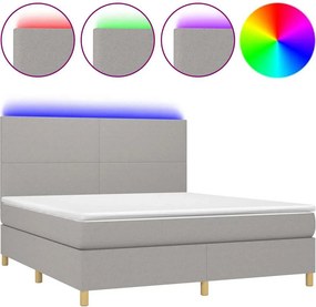 Box spring postel s matrací a LED světle šedá 160x200 cm textil 3135285