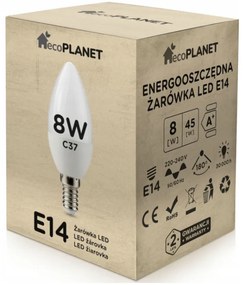 ecoPLANET LED žárovka E14 svíčka 8W 700lm - teplá bílá