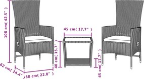 3dílný zahradní jídelní set s poduškami béžový polyratan 3277590