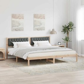 Rám postele s čelo Tmavě šedá 200 x 200 cm Masivní borové dřevo 3394234