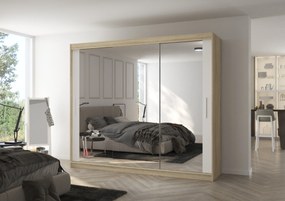 ADRK Furniture Skříň s posuvnými dveřmi a zrcadlem CHESTER 250 SW-CHE-S+W-250+A442