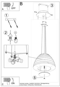 Závěsné svítidlo Bella, 1x černé textilní stínítko, (bílé sklo), (fi 60 cm)