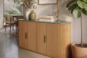 Designová komoda Ifama 170 cm zelený mramor / mango