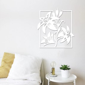 dřevo života Dřevěná dekorace na stěnu LILIE I Rozměry (cm): 75x80, Barevný vzor: Bílá