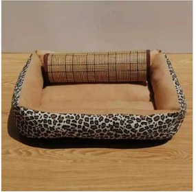 Pohodlný pelíšek pro psy s vyvýšeným okrajem a bambusovou podložkou Barva: béžový leopard (3 s bambus. podložkou), Velikost: 40x30 cm