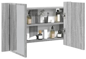 LED koupelnová skříňka se zrcadlem šedá sonoma 80x12x45cm akryl