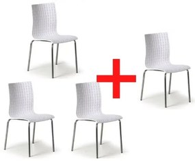 Plastová židle na kovových nohách MEZZO 3+1 ZDARMA, bílá