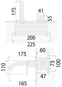 Rea Argon, umyvadlová baterie pod omítku + montážní systém BOX, zlatá matná, REA-B7808