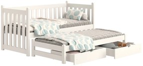 postel přízemní výsuvná Swen s zásuvkami - Bílý, 80x180