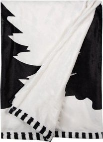 Bílo-černý plyšový pléd se stromky Black&White X-Mas - 130*170 cm