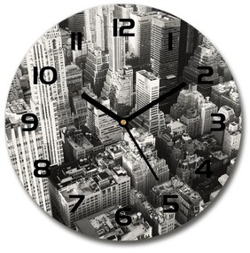 Wallmuralia Skleněné hodiny kulaté New York ptačí pohled fi 30 cm