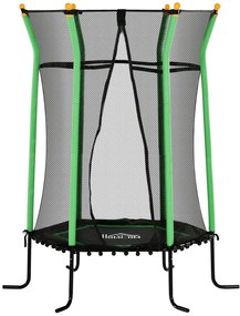 HOMCOM Dětská trampolína Ø163,5 cm, vnitřní trampolína s bezpečnostním síťovým krytem okraje gumové lano, dětská trampolína do 50 kg, pro děti 3-10 l…